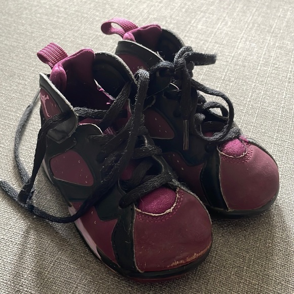 Jordan | Shoes | Jordan Retro 7 Baby Walker 7c Black And Mulberry Suede ...